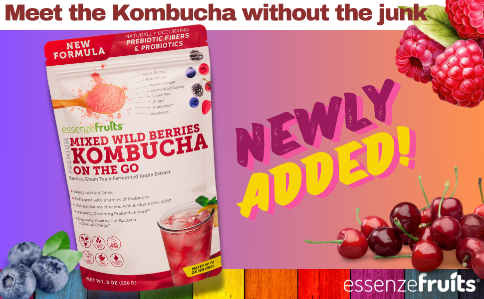 Essenzefruits Instant Wild Red Berries Kombucha Powder Tea Mix - Natur